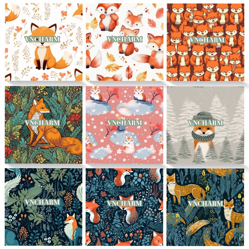 60+ Woodland Cute Fox Background Pattern, Watercolor Fox Pattern, Happy ...