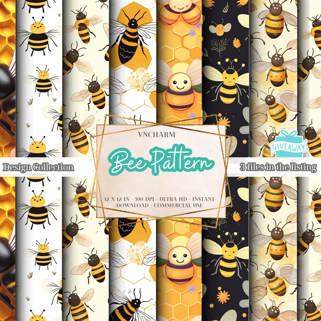 60+ Bee Pattern, 4K, Ultra HD, 4096 X 4096 Px, 12x12" 300 DPI Instant ...
