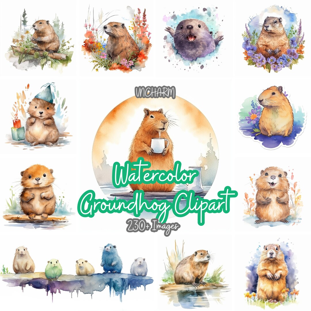 230 Watercolor Groundhog Clipart etsy Clipart Bundl - Etsy