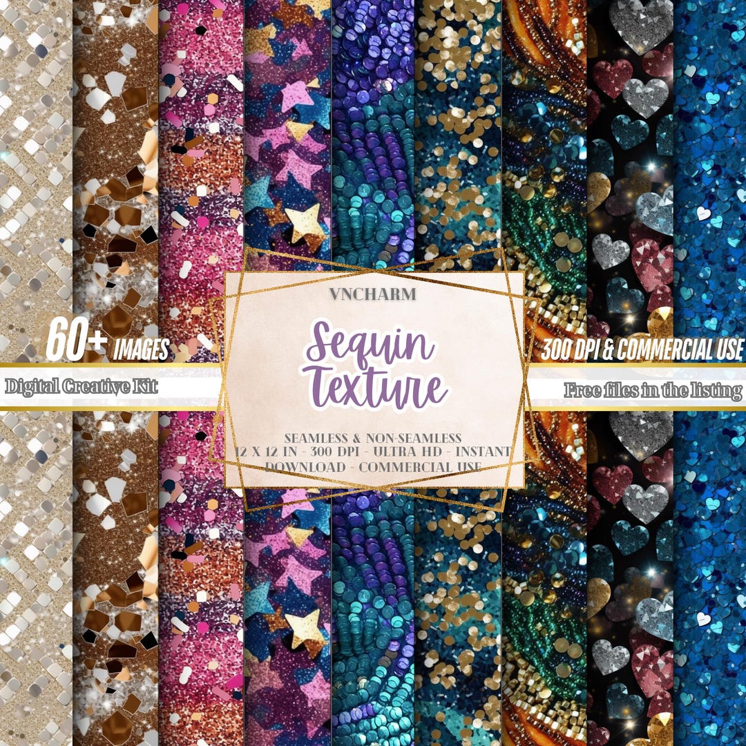 60+ Seamless Sequin Texture (4K, UHD) - Digital Paper Pack, Sequin ...