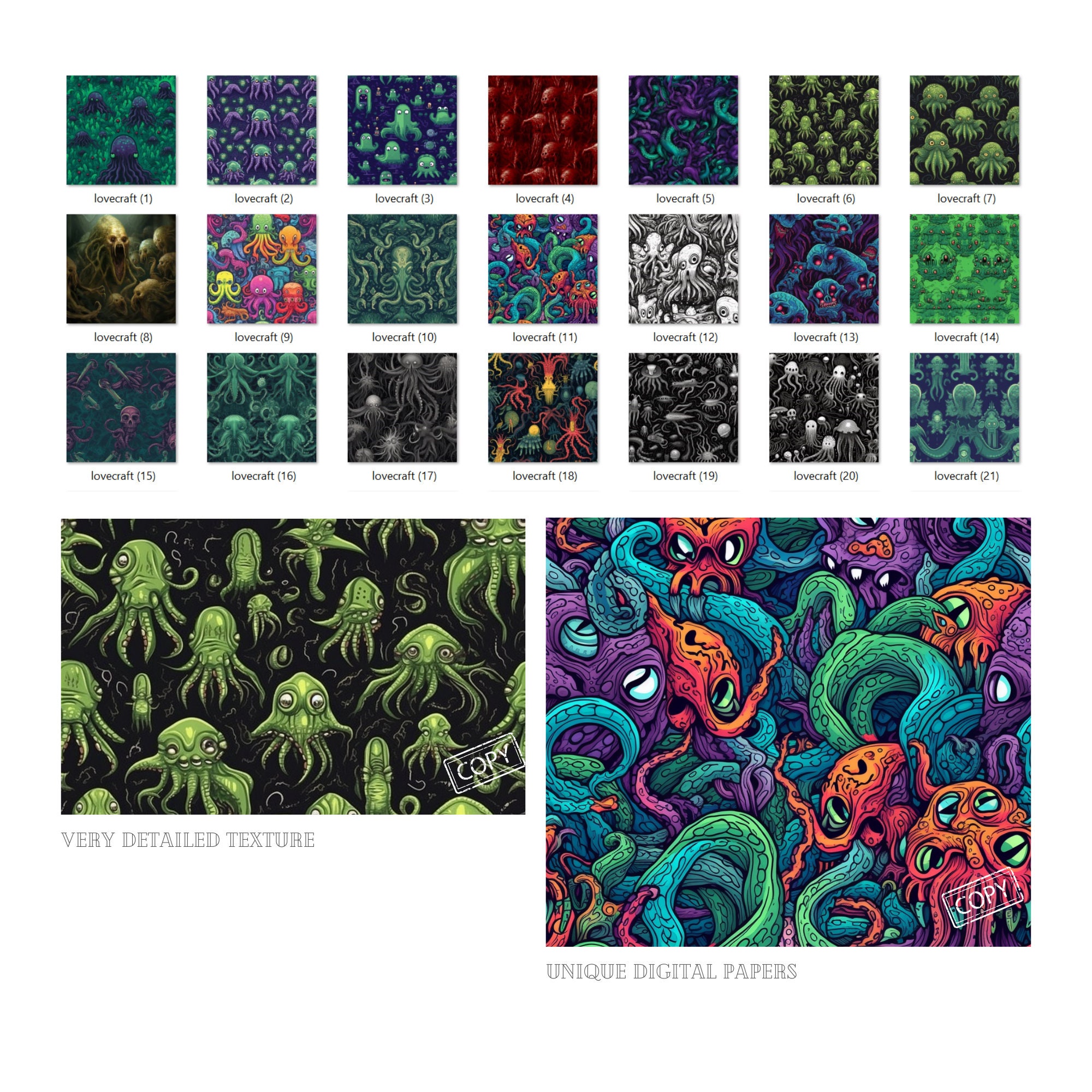 80 Lovecraftian Horrors Digital Paper Pack, 4K, UHD, 4096 X 4096 Px ...