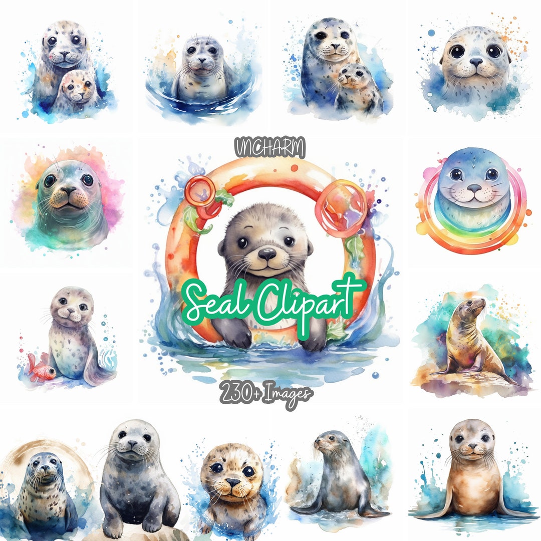230 Watercolor Seal Clipart etsy Clipart Bundl, High-quality PNG ...