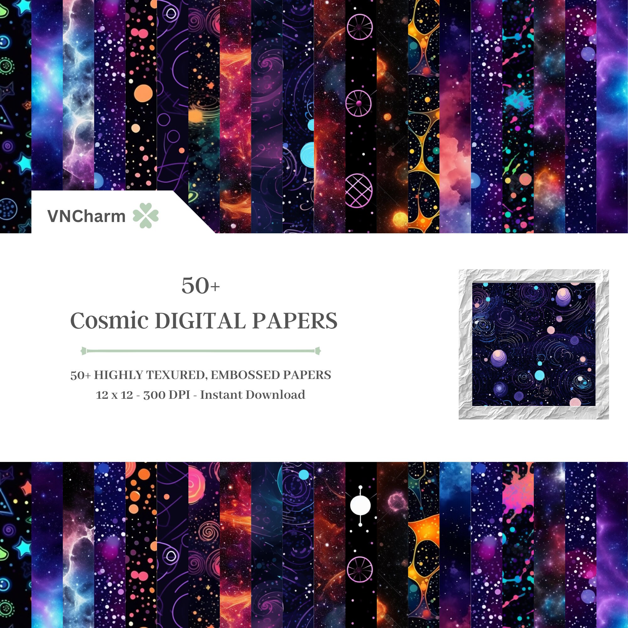 50 Seamless COSMIC Repeateable Pattern Digital Paper Pack - Etsy
