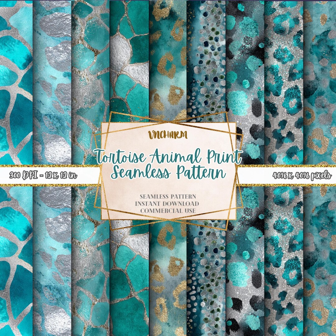 25 Tortoise Animal Print Seamless Pattern | Digital PNG, 4K 4096x4096 ...