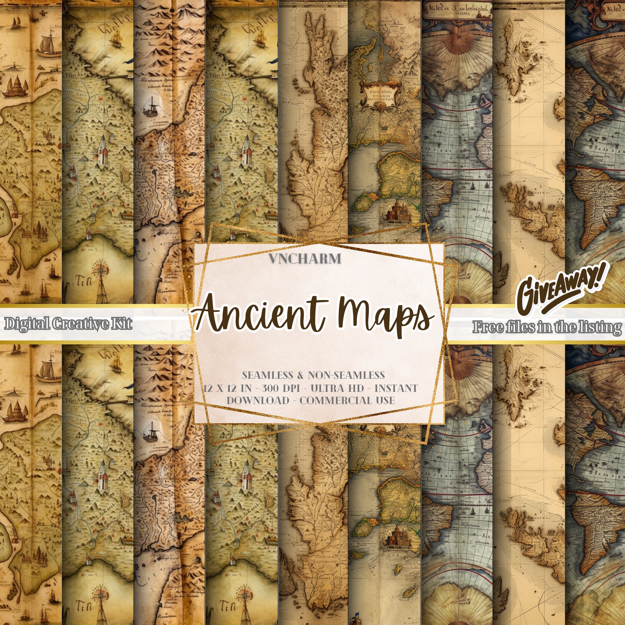 Ancient Map Pack 30 Antique Map Design, World Map, Map, Old World Map ...