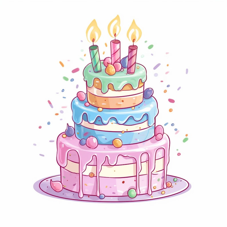 450 Colorful Birthday Cake Clipart etsy Clipart Bundle, High-quality ...