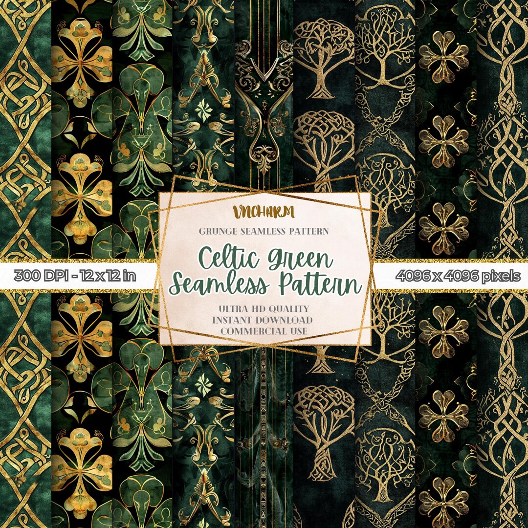 50+ Seamless Celtic Grunge Green Pattern | Celtic Grunge Green Green ...