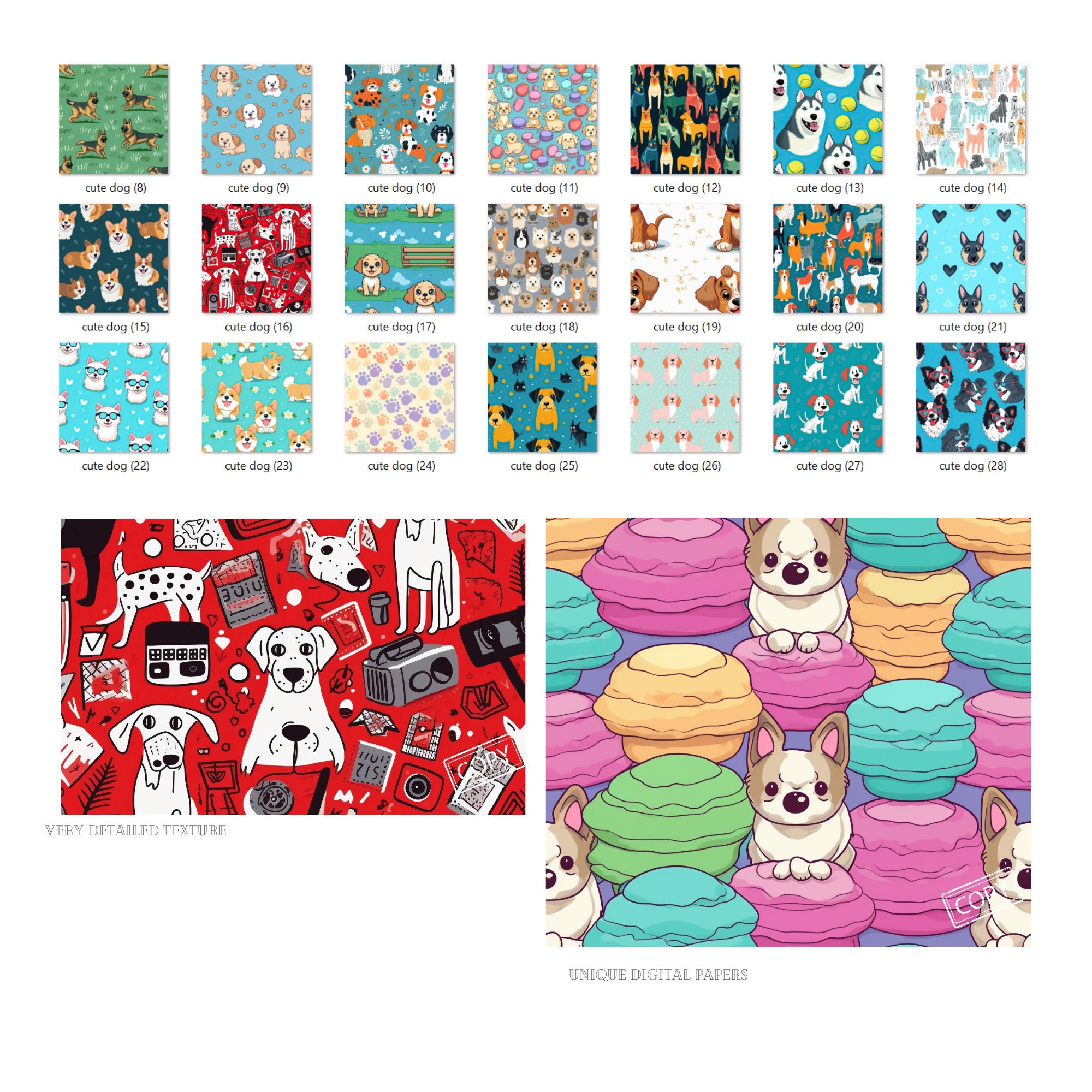 60 Cute Dogs Seamless Pattern Digital Paper Pack Digital Papers 12x12 ...