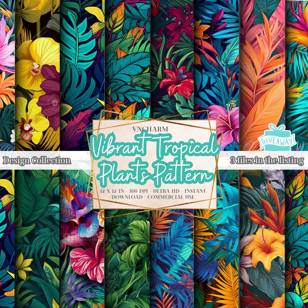 100+ Seamless Tropical Plants Repeat Pattern (4K, Ultra HD, 4096 X 4096 ...