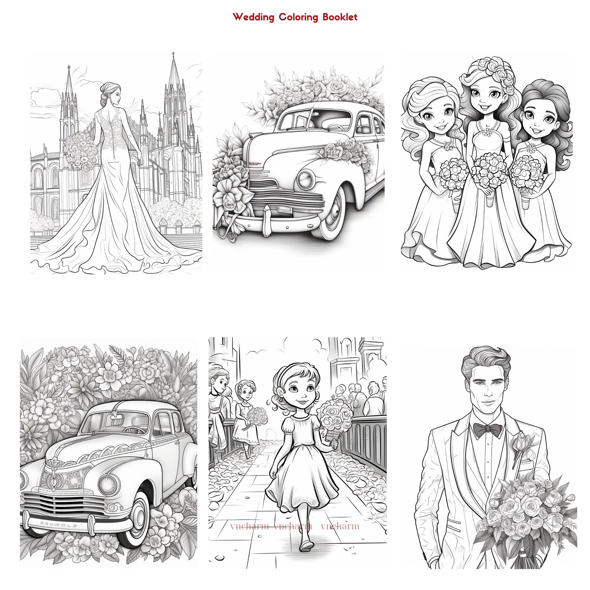 240 Wedding Coloring Pages, Bride and Groom Coloring Sheets, Wedding ...