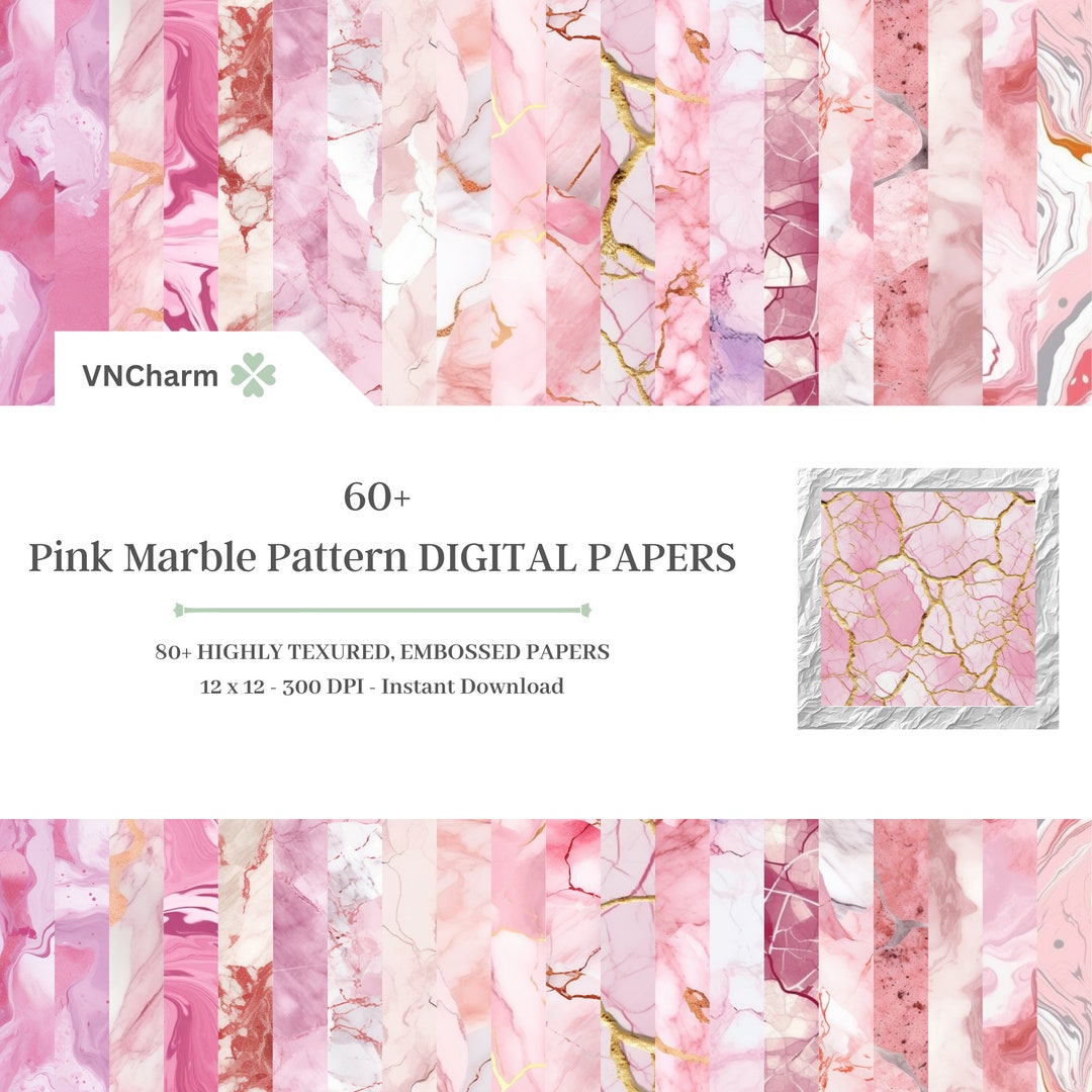 60 Seamless Pink Marble Digital Paper Pack 1 4K HD136 - Etsy