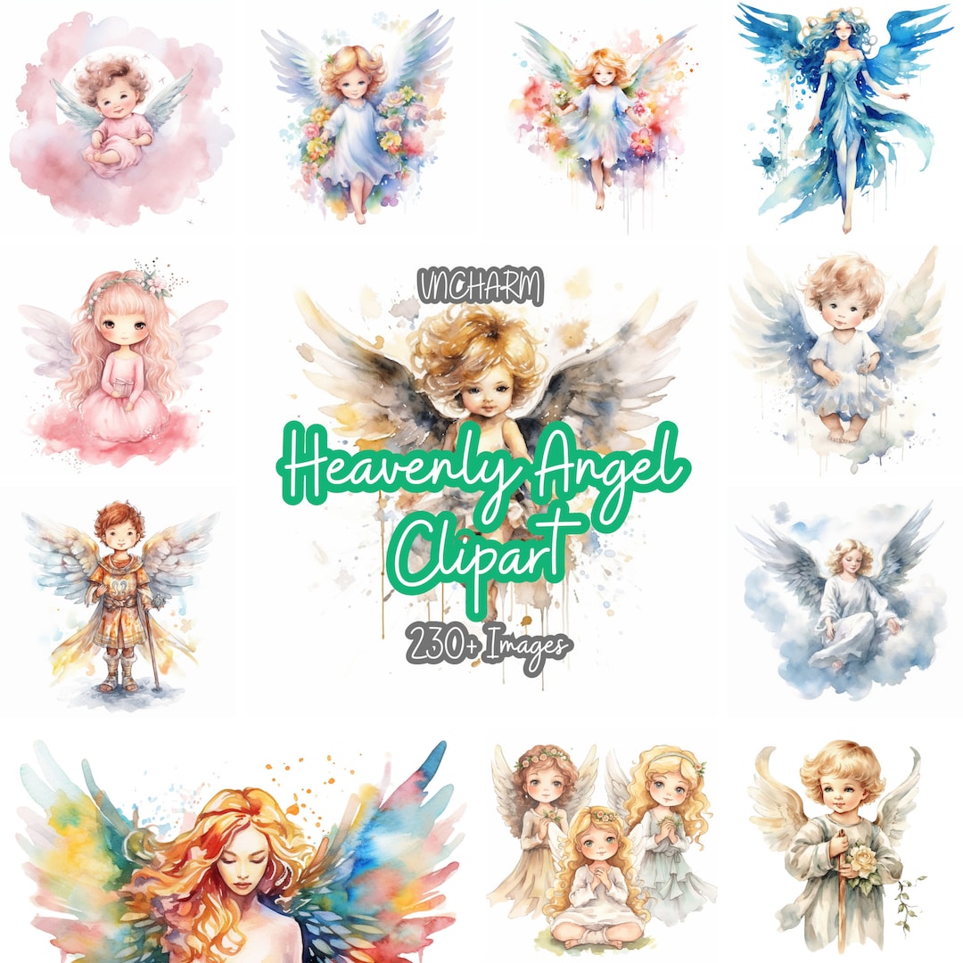230+ Watercolor Heavenly Angel Clipart: Etsy Clipart Bundl, High ...