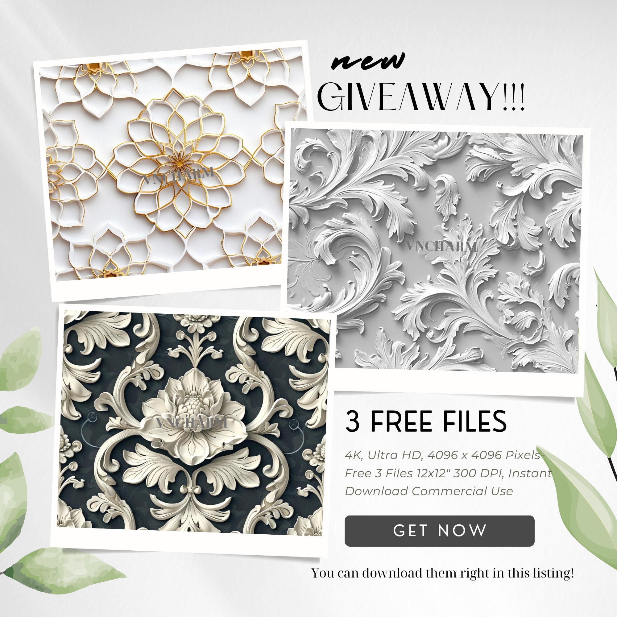 16 White Gold Damask Seamless & Non-seamless Pattern 4K, Ultra HD, 4096 ...