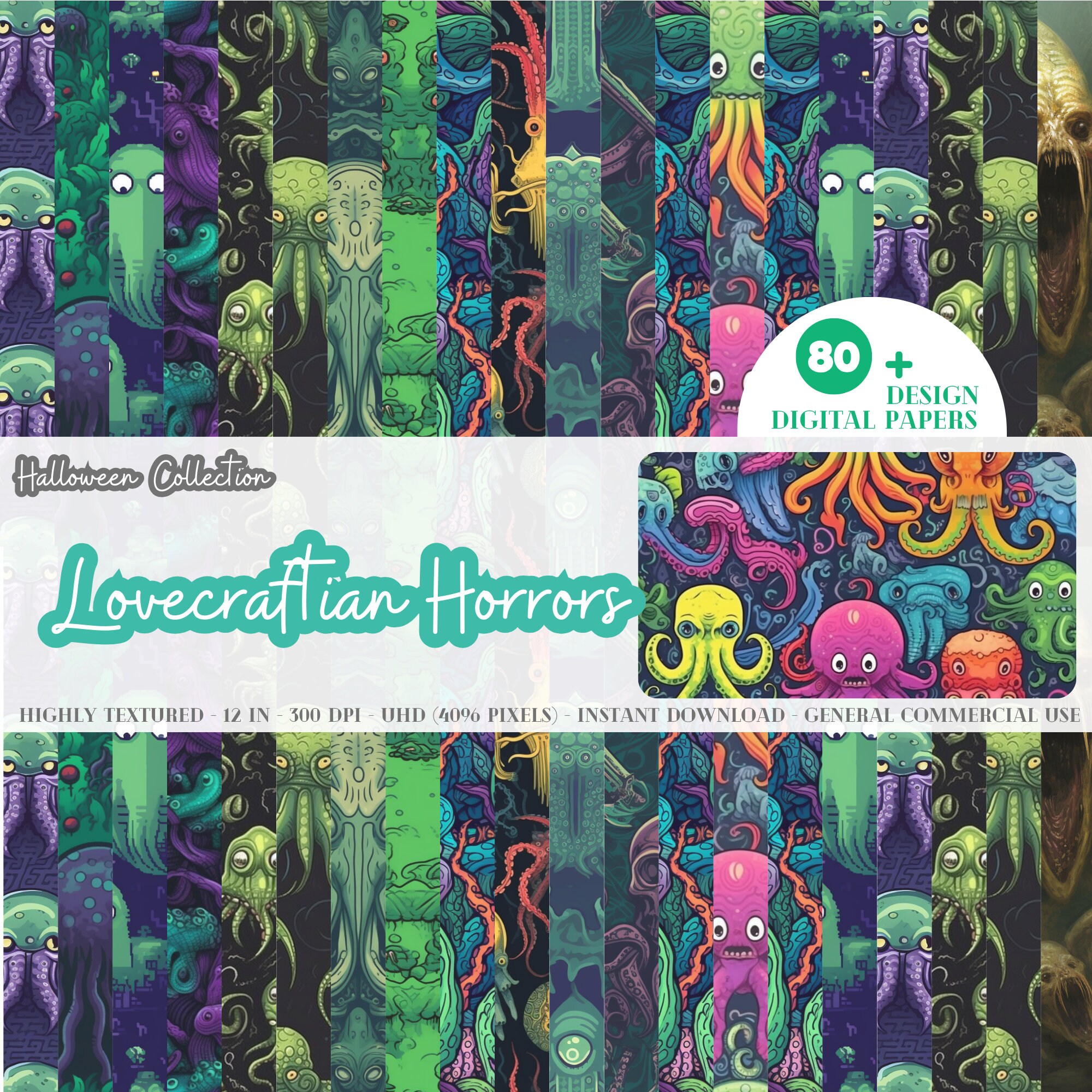 80 Lovecraftian Horrors Digital Paper Pack 4K, UHD Lovecraftian, Cosmic ...
