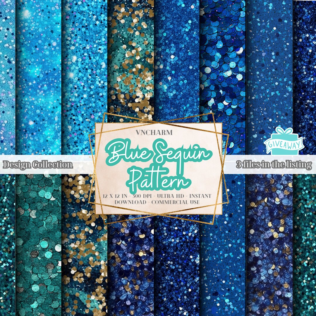 90+ Blue Sequin Texture |sequin Digital Paper Sublimation Design ...