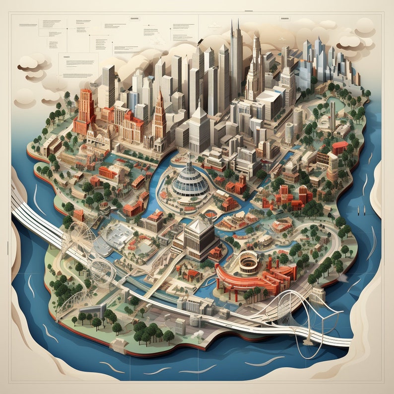 Digital City Map Digital Print Art of 5 Asian Cities Wall - Etsy