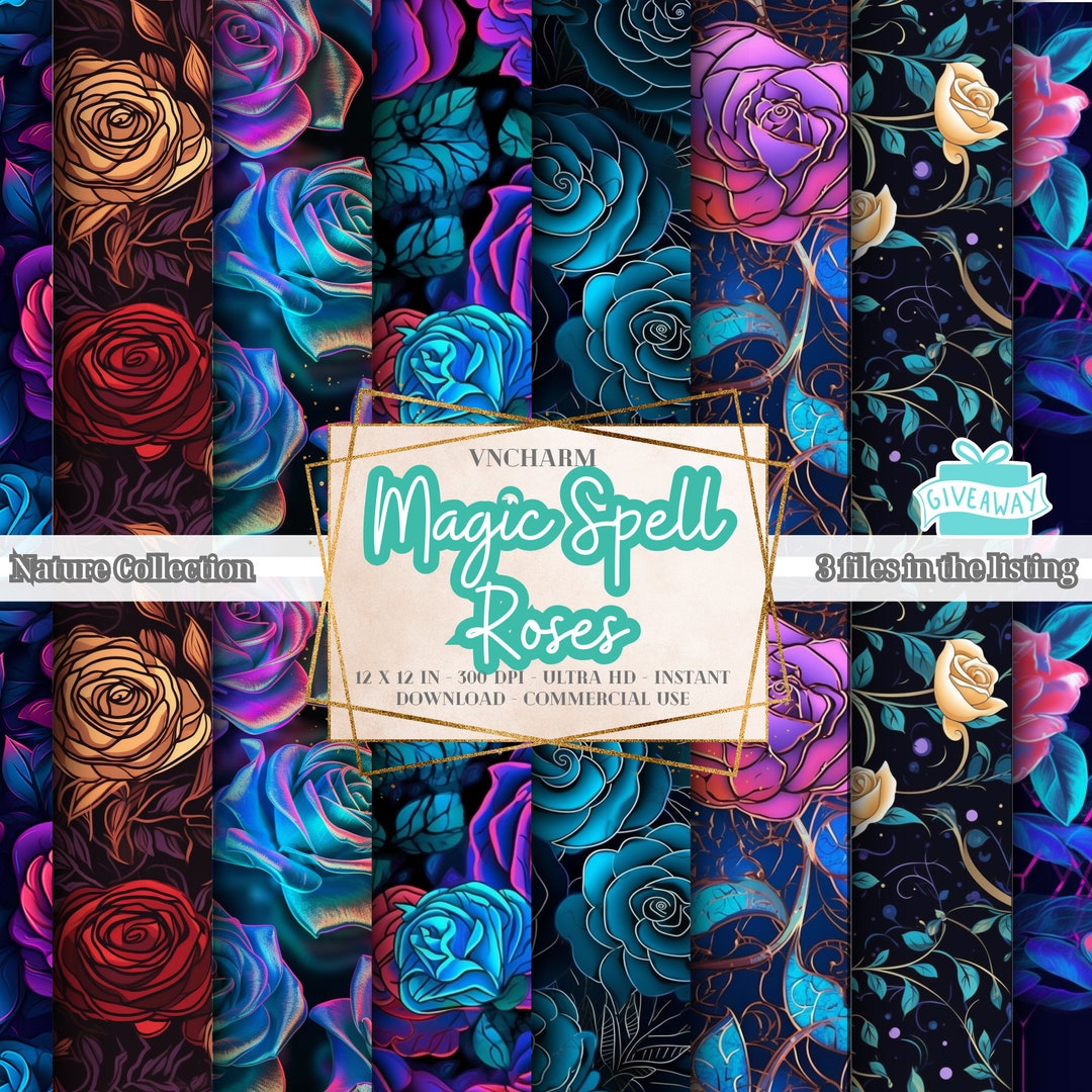 70 Fluorescent Roses Seamless & Non-seamless Pattern 4K, Ultra HD, 4096 ...