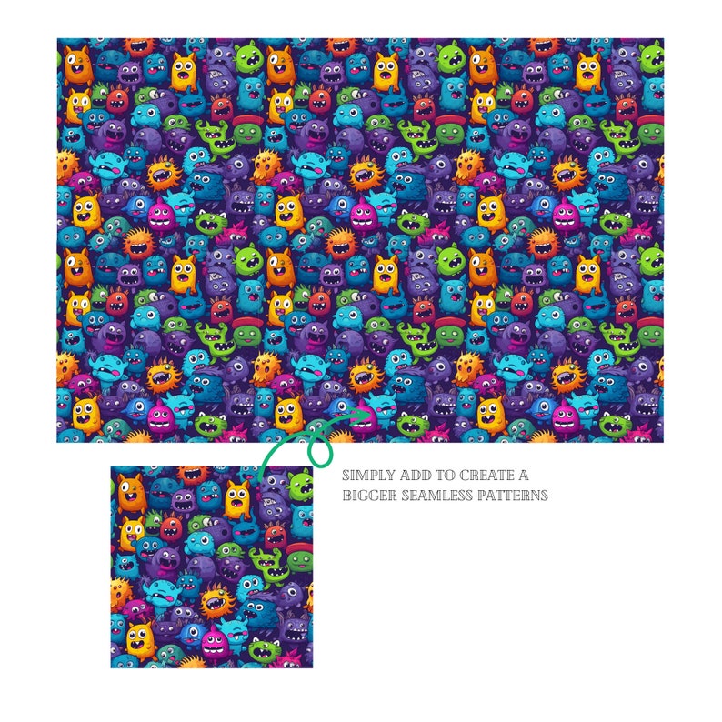 70 Seamless Monster Digital Paper Pack 4K, UHD Monster Patterns ...