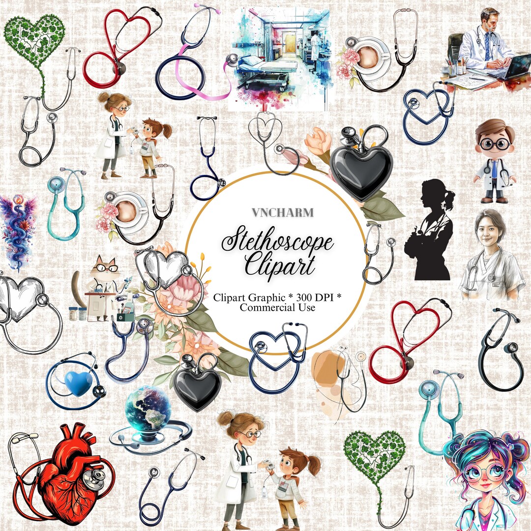 Stethoscope Clipart -90+ Stethoscope Clipart Bundle, High-quality PNG ...
