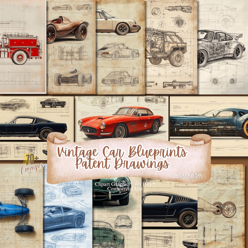 70 Vintage Car Drawings, Vintage, Car Schematic Drawing, Blueprint ...