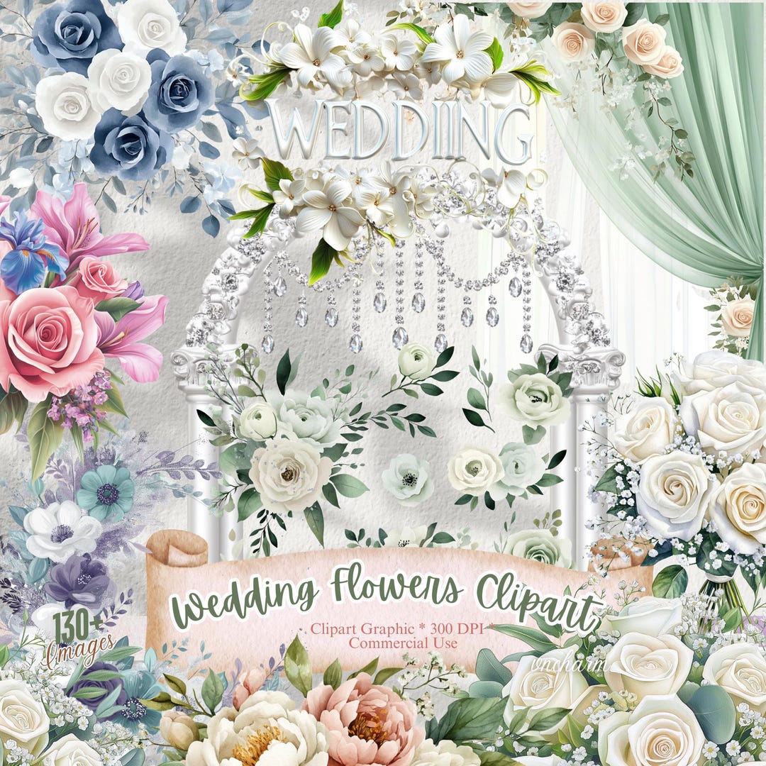 130 Wedding Flowers Clipart Wedding Floral, Arch, Bouquet, Rose ...