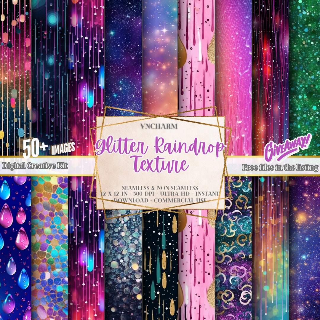 50+ Glitter Raindrop Digital Paper | Raindrop Glitter Png, Glitter ...