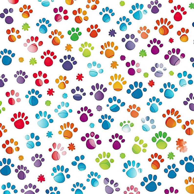 60 Dog Paw Print Seamless & Non-seamless Digital Paper 4K, UHD 12x12 ...