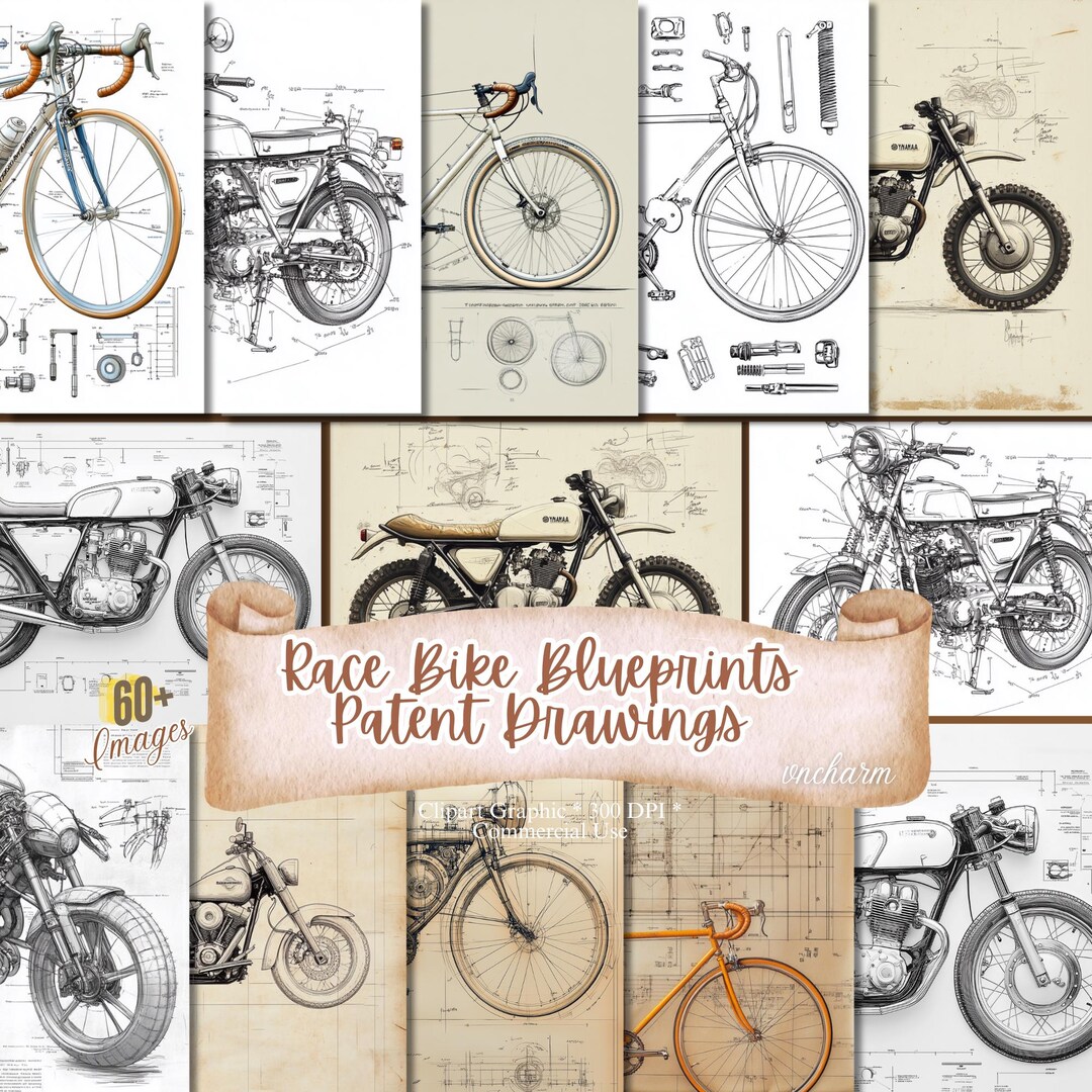 60+ Bike Drawings, Vintage, Bike Schematic Drawing, Blueprint Instant ...