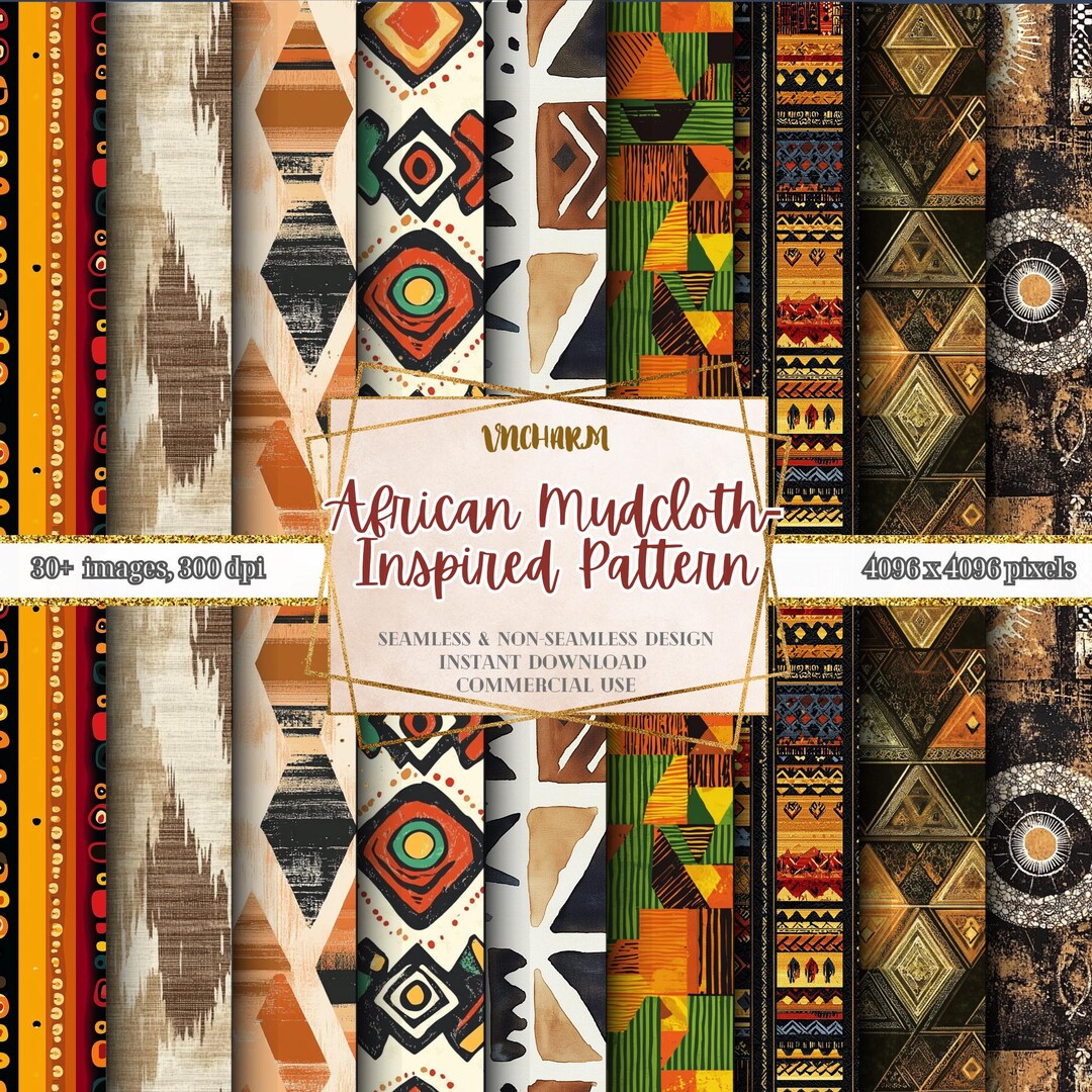 35+ African Mud Cloth & Kente Inspired Seamless Pattern, 4K, 4096 X ...