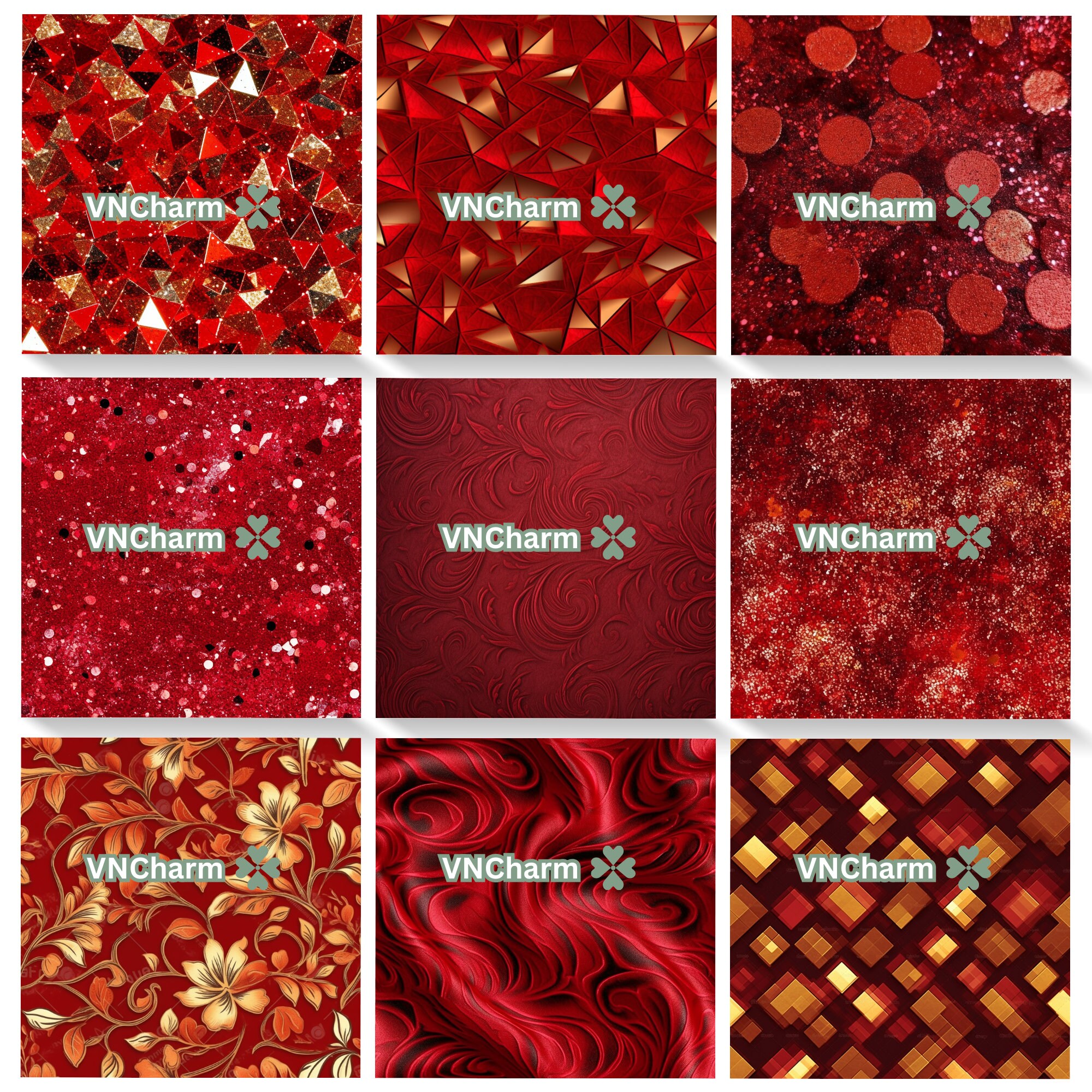 60 Seamless LUXURY RED PATTERN Digital Paper Pack 1digital Papers 12x12 ...