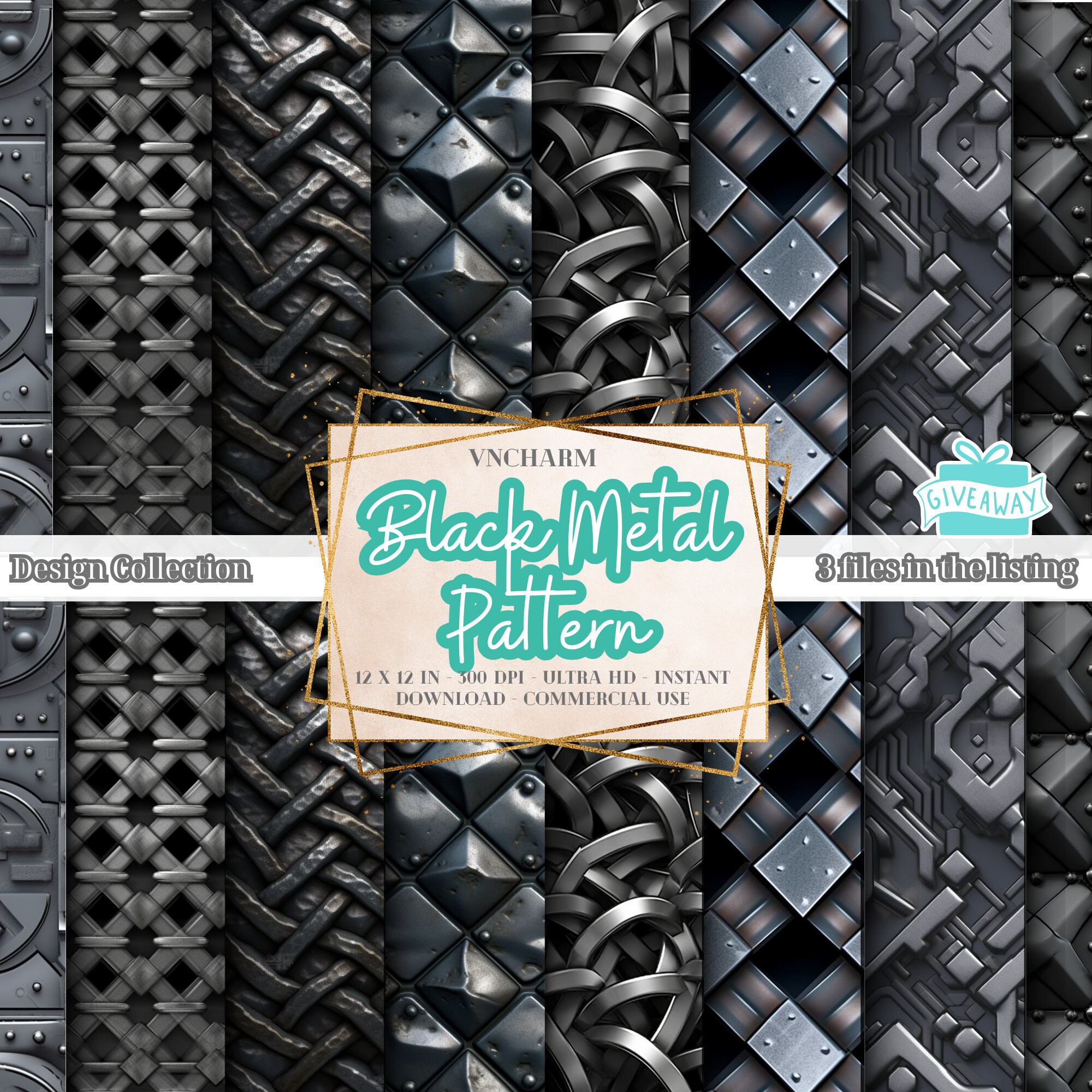 50 Black Metal Seamless Pattern 4K, Ultra HD, 4096 X 4096 Px Free 3 ...