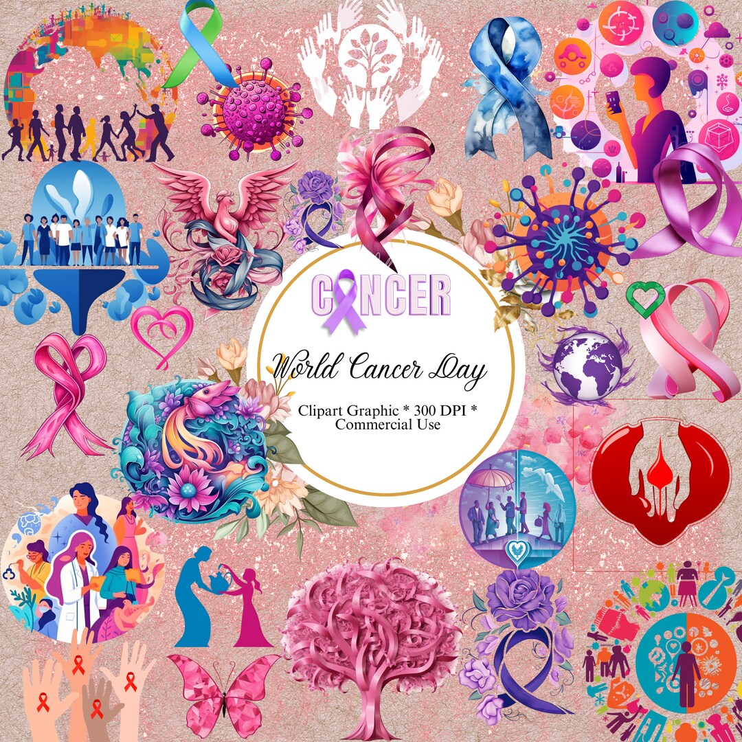 230+ World Cancer Day Clipart: Etsy Clipart Bundle, High-quality PNG ...