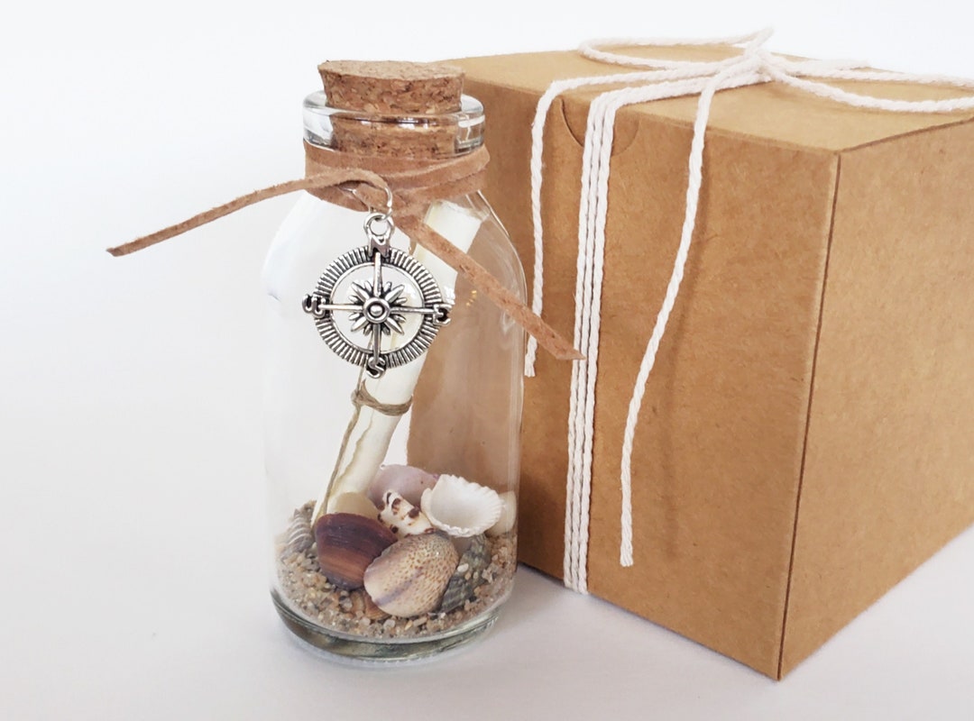 Personalized Message in a Bottle + Gift Box | Leather-trimmed Bottle ...