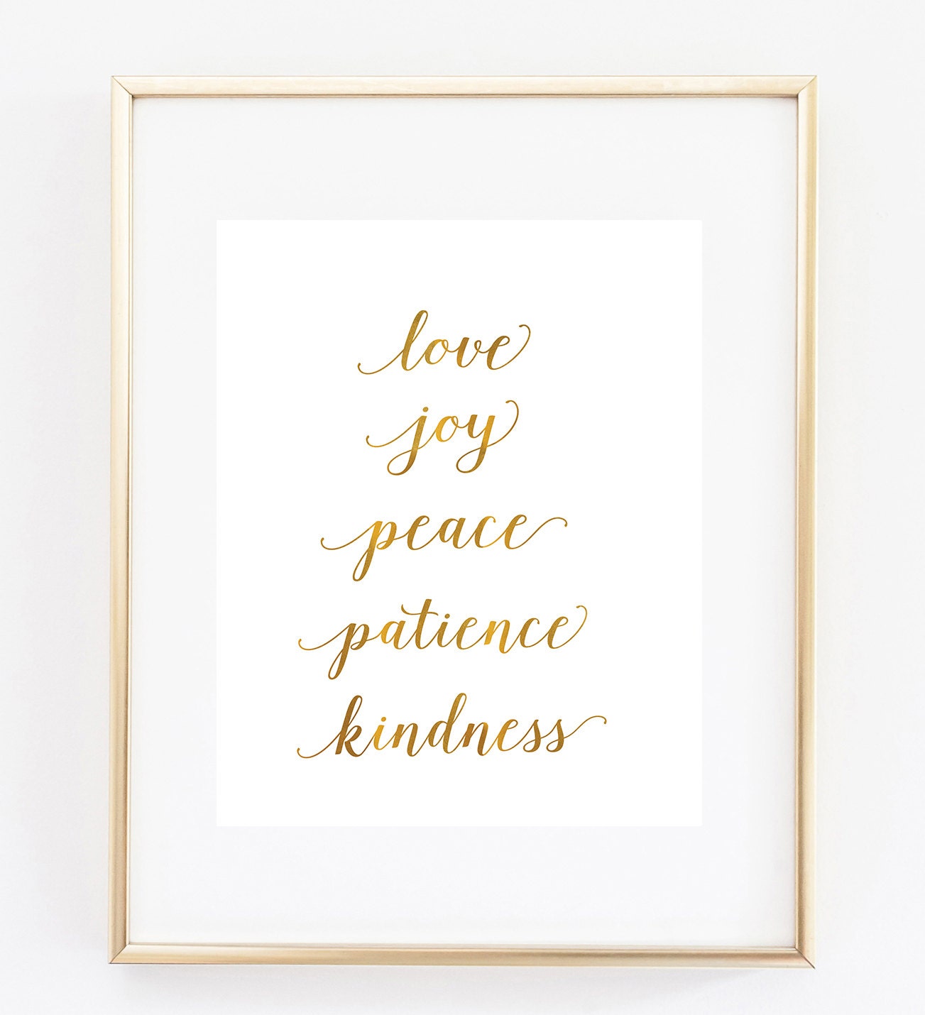 Love Joy Peace Patience Kindness Art Print Gold 8x10 Inches - Etsy