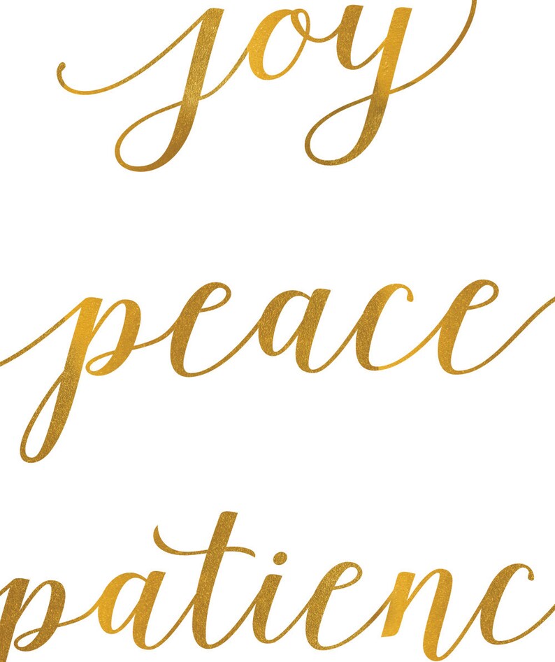 Love Joy Peace Patience Kindness - Art Print - Gold - 8x10 Inches - Etsy