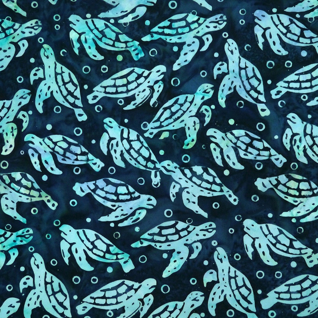 Blue Attol Blue Waters Turtles Batik by Princess Mirah-parkside Fabrics ...