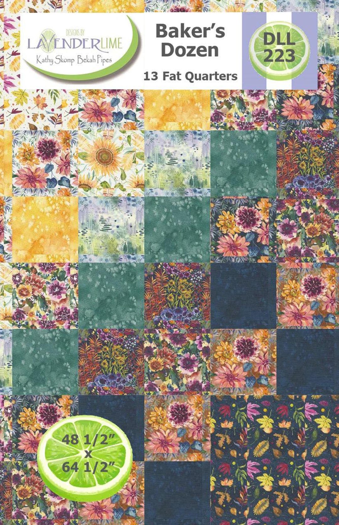 Baker's Dozen Quilt Pattern-13 Fat Quarters-lavender Lime - Etsy