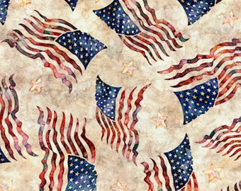 Liberty, Glory, Freedom Flag Toss 28144 N by Quilting Treasures, 100% ...
