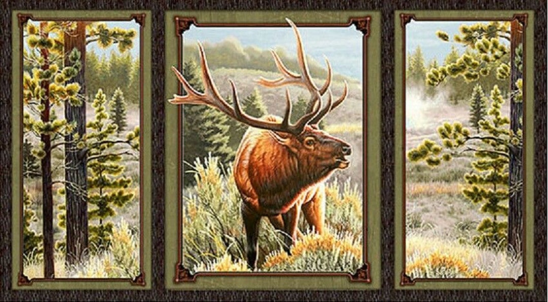 Mountain Elk Tri-panel by Quilting Treasures - Etsy