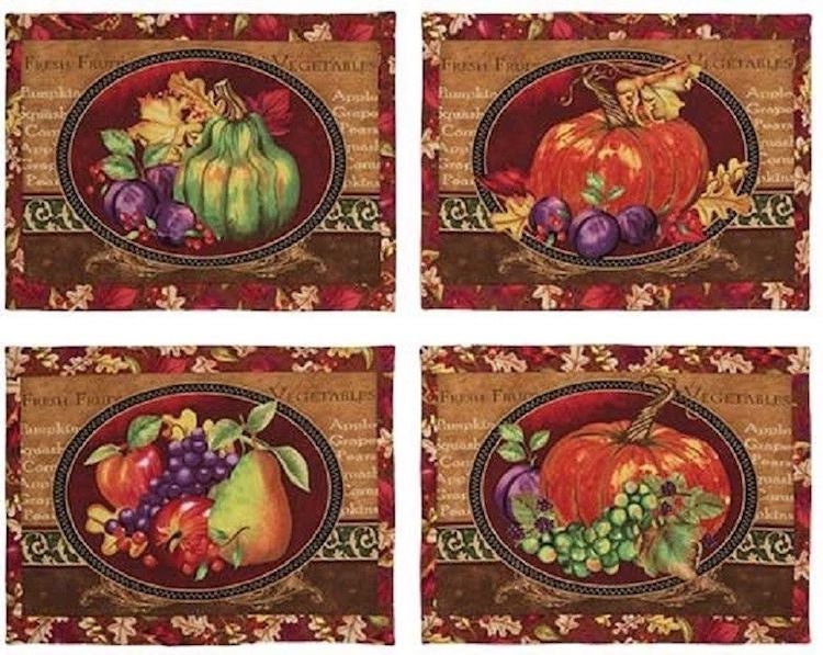 Thankful Harvest Placemats Panel by Wilmington Prints - Etsy