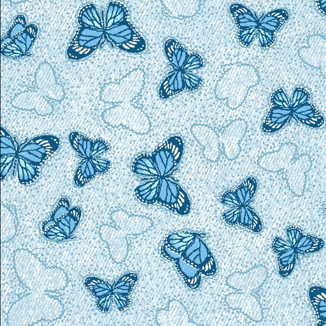 Tonal Butterflies on Tonal Light Blue Denim-oasis Fabric-bty - Etsy