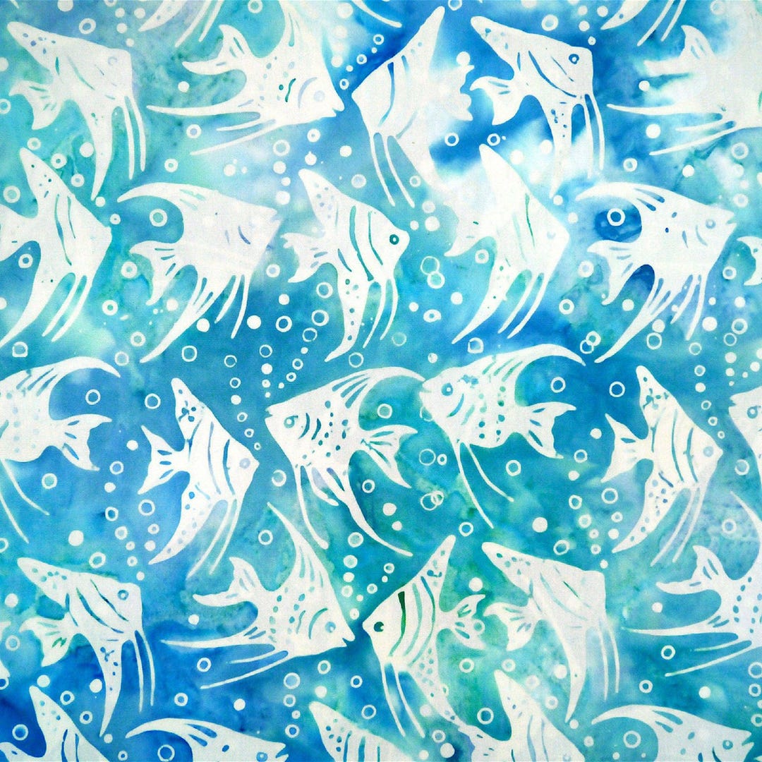 Blue Attol Milky Fish Batik-parkside Fabrics-bty - Etsy