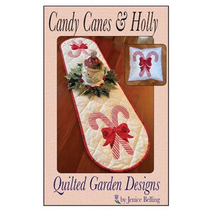 Candy Canes & Holly Table Runner Pattern by Quilted Garden Designs - Etsy