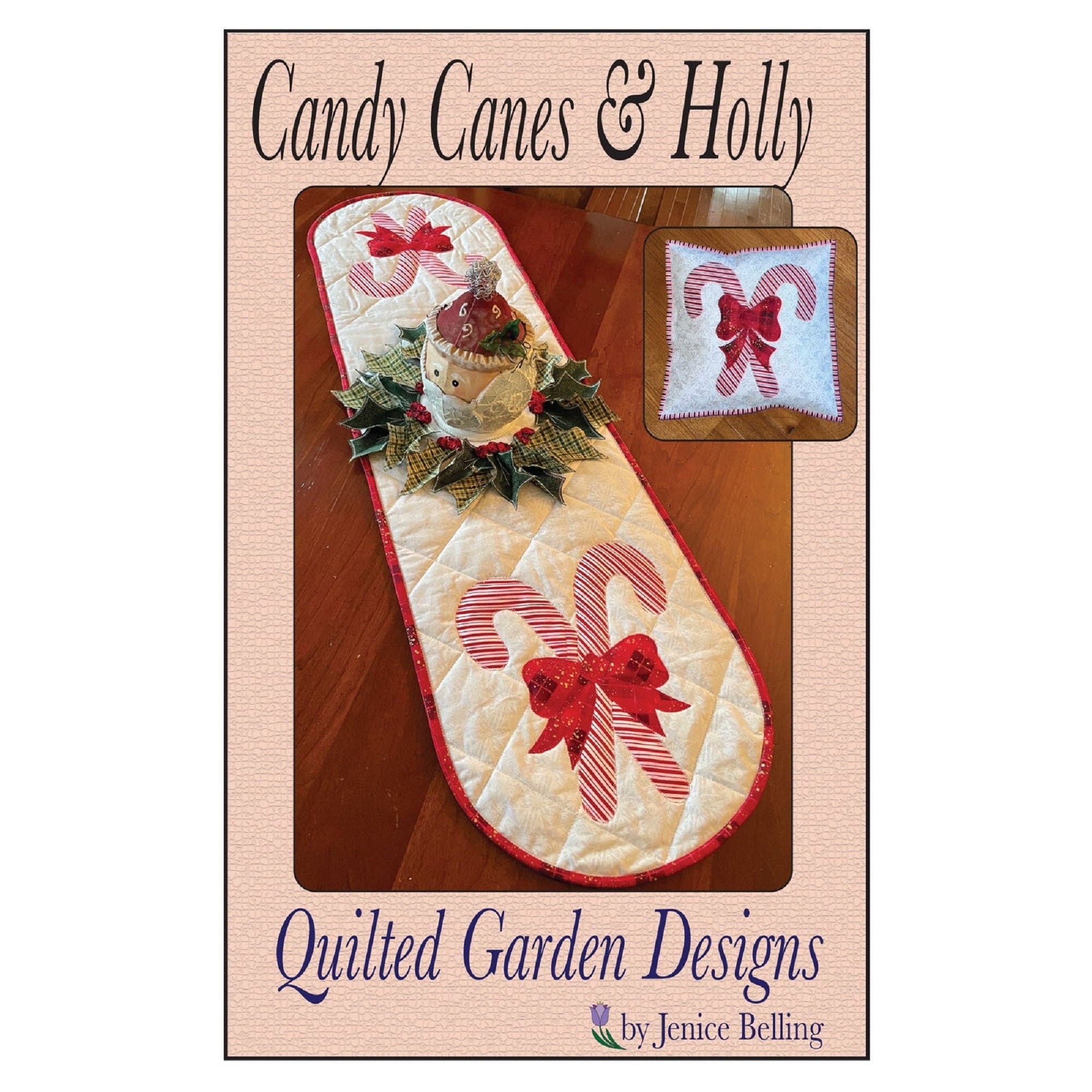 Candy Canes & Holly Table Runner Pattern by Quilted Garden Designs - Etsy