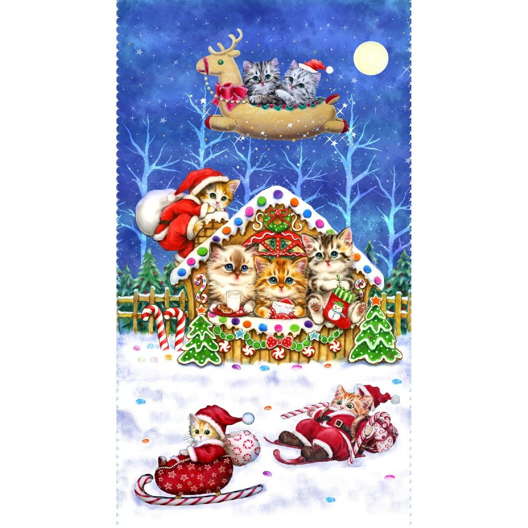 Kitten Christmas Panel by Studio E - Etsy
