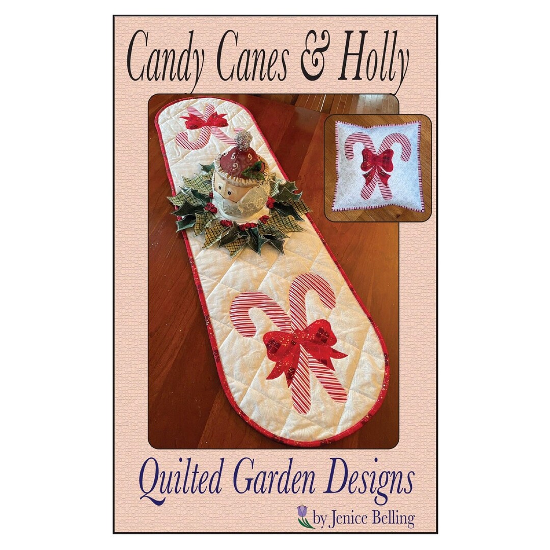 Candy Canes & Holly Table Runner Pattern by Quilted Garden Designs - Etsy