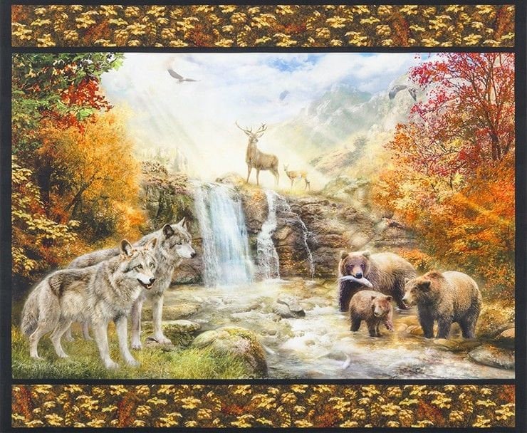 Picture This wolves Digital Panel by Robert Kaufman - Etsy