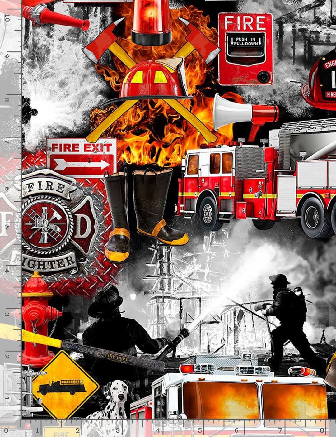 Firefighter Patchwork-timeless Treasures-bty - Etsy