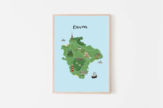 Devon Map Illustrated Map of Devon Christmas Map Gift - Etsy UK