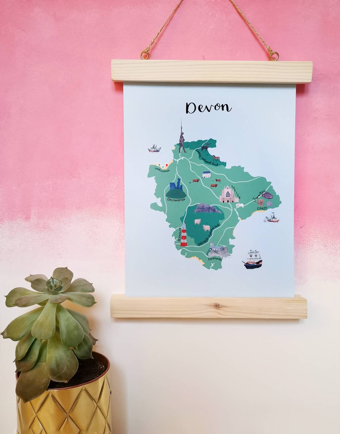 Devon Map Illustrated Map of Devon | Etsy